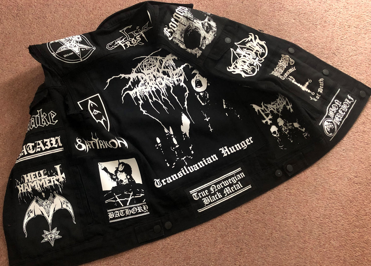 Black Metal Battle Jacket Cut-Off Denim Vest Darkthrone Transilvanian ...